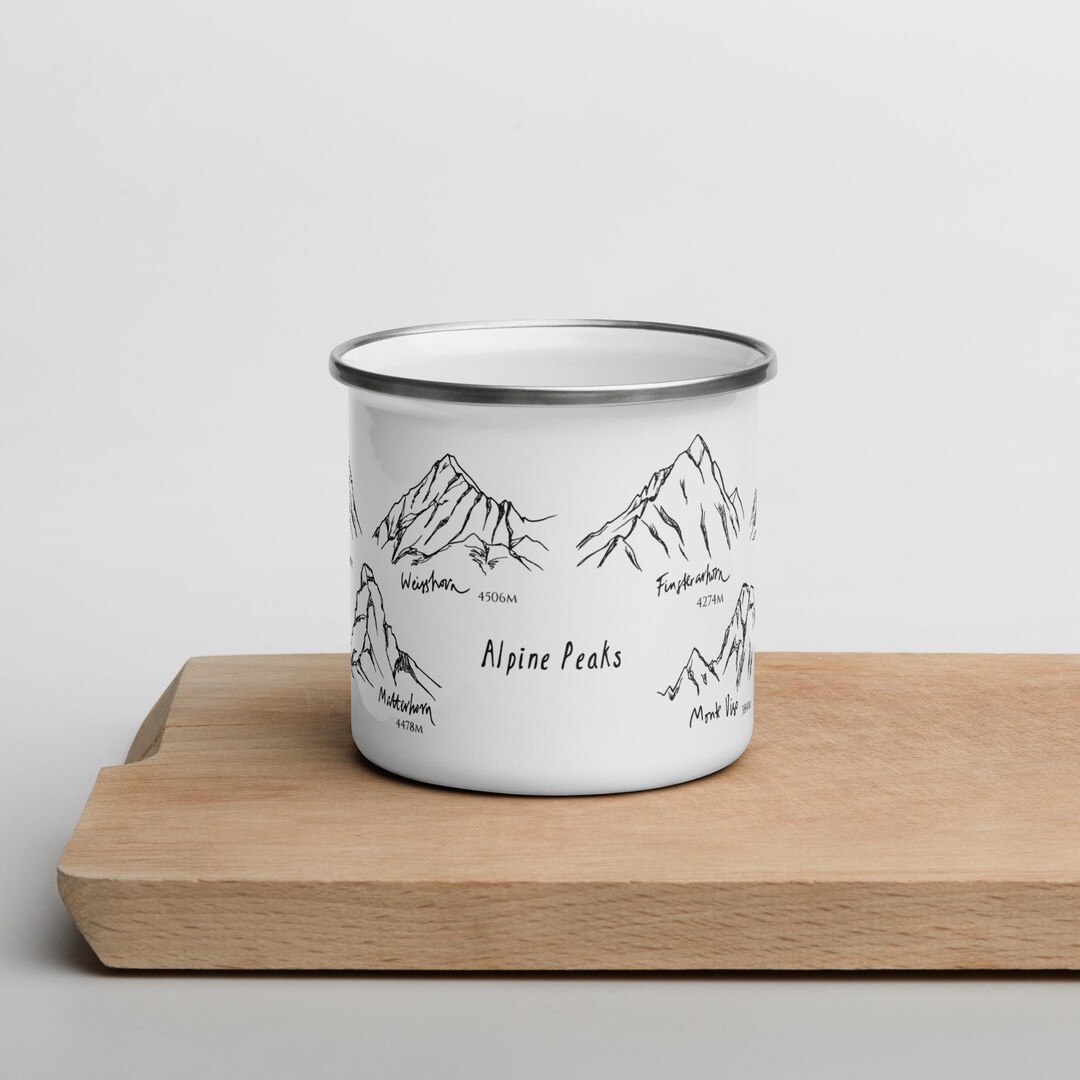 Alpine Peaks Mountain Mug Mont Blanc French Alps Enamel Camping Cup ...