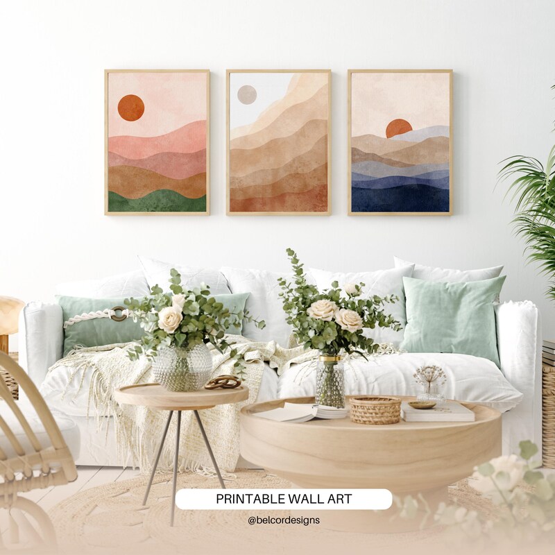 Boho Mountain Wall Art - Etsy