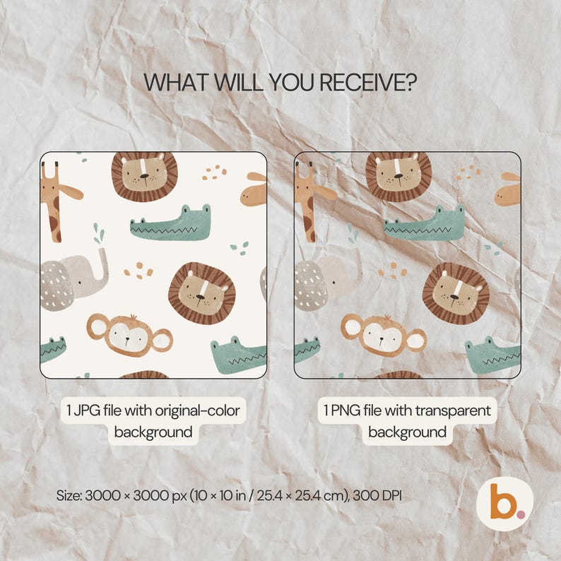 Safari Baby Animal Seamless Pattern, Jungle Nursery Decor (digital ...