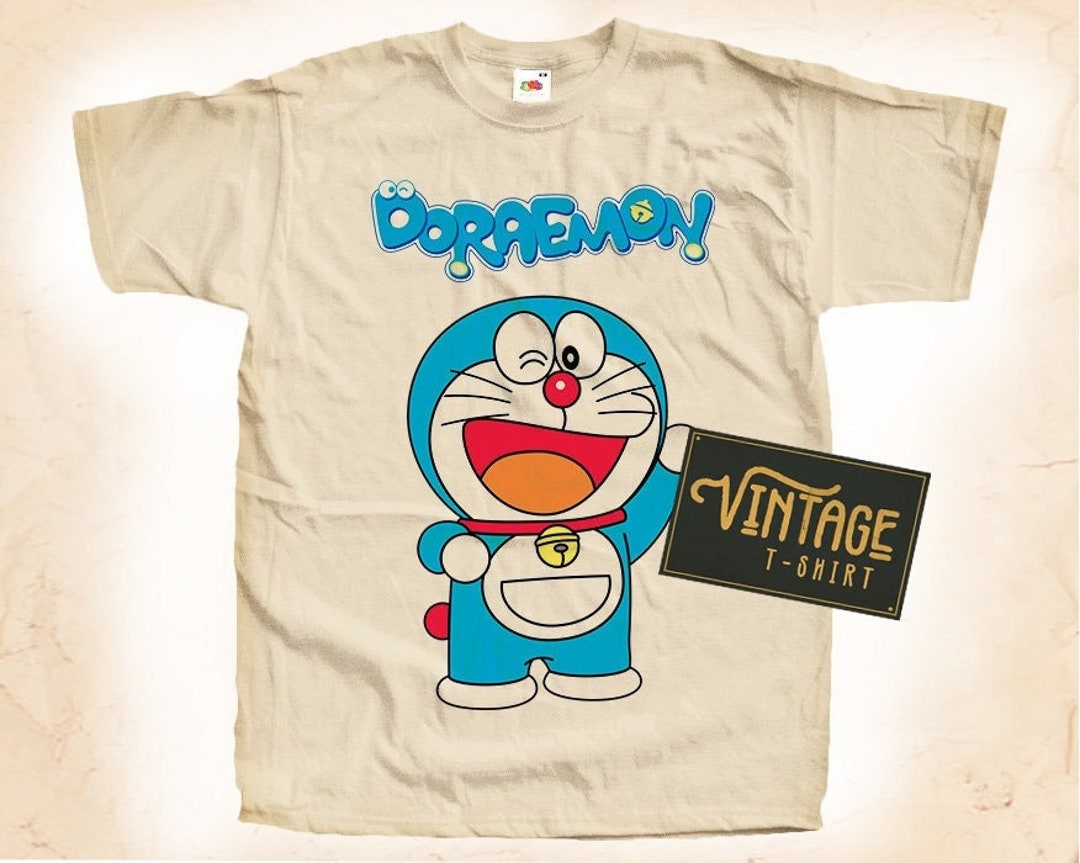 Doraemon V1 Tshirt Vintage Natural Color Men's Tshirt DTG Digital Print ...