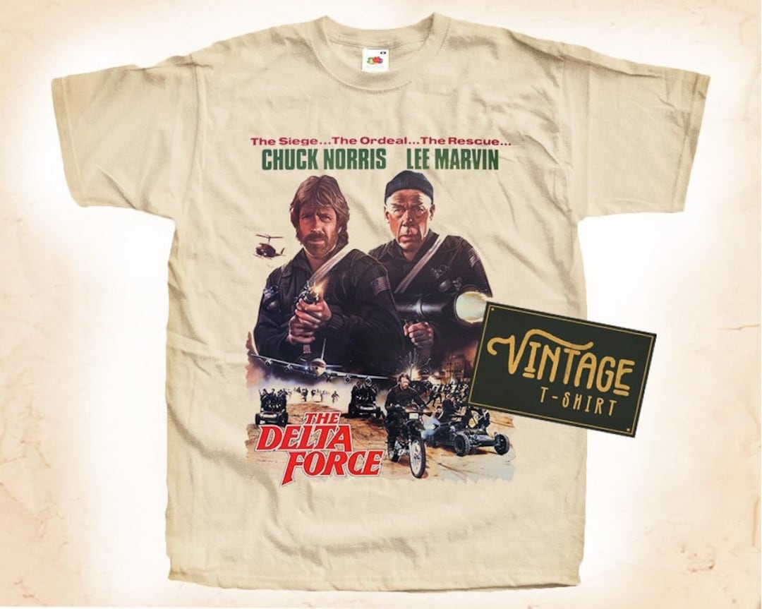Chuck Norris the Delta Force Tshirt Vintage Natural Color Men's Tshirt ...