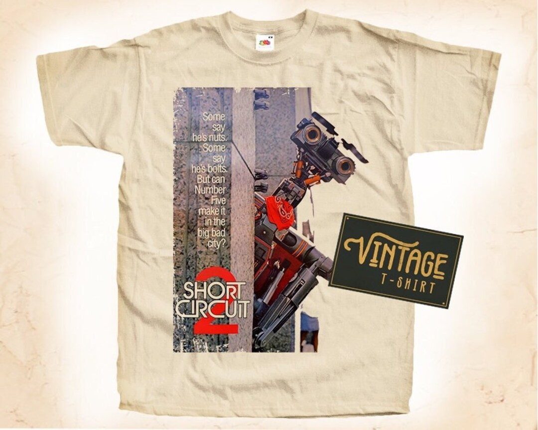 Short Circuit Jonny Five V2 Tshirt Vintage Natural Color Men's Tshirt ...