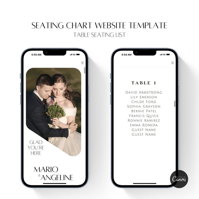 Digital Seating Chart Plan Canva Website Template QR Code Scannable ...