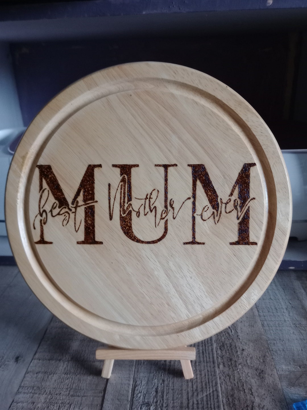 Large Round Pyrography Hand Decorated Wooden Chopping/serving Board - Etsy