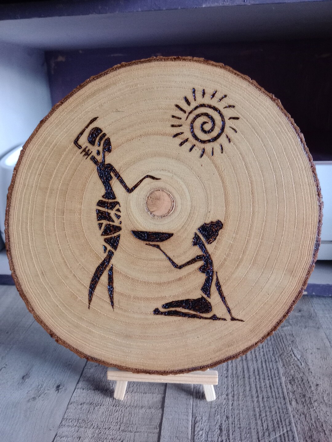 African Ladies Pyrography Wood Slice Wall Hanging - Etsy
