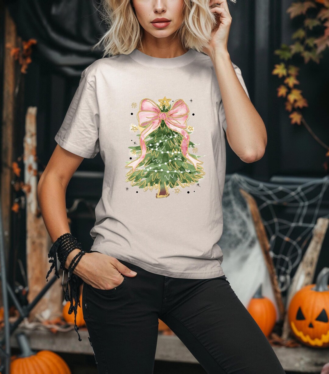 Coquette Colorful Christmas Tree T-shirt, Faux Glitter, Girls Christmas ...