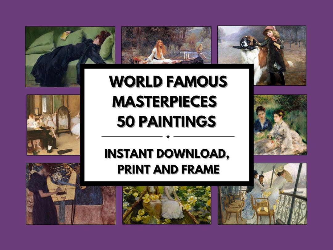 50 Famous Painting Masterpieces Bundle | Digital Print | Printable Wall ...