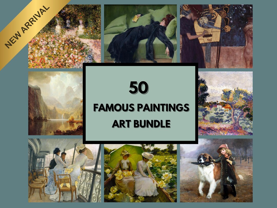 50 Famous Painting Masterpieces Bundle Digital Print Printable Wall Art ...