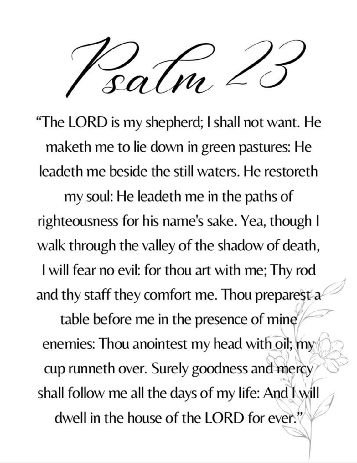 PSALMS 23 KJV Printable (8.5 X 11 “• A4 Size) - Etsy