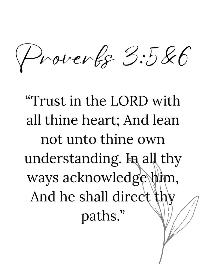 Christian Wall Art PROVERBS 3:5-6 KJV Printable 8.5 X 11 A4 Size - Etsy