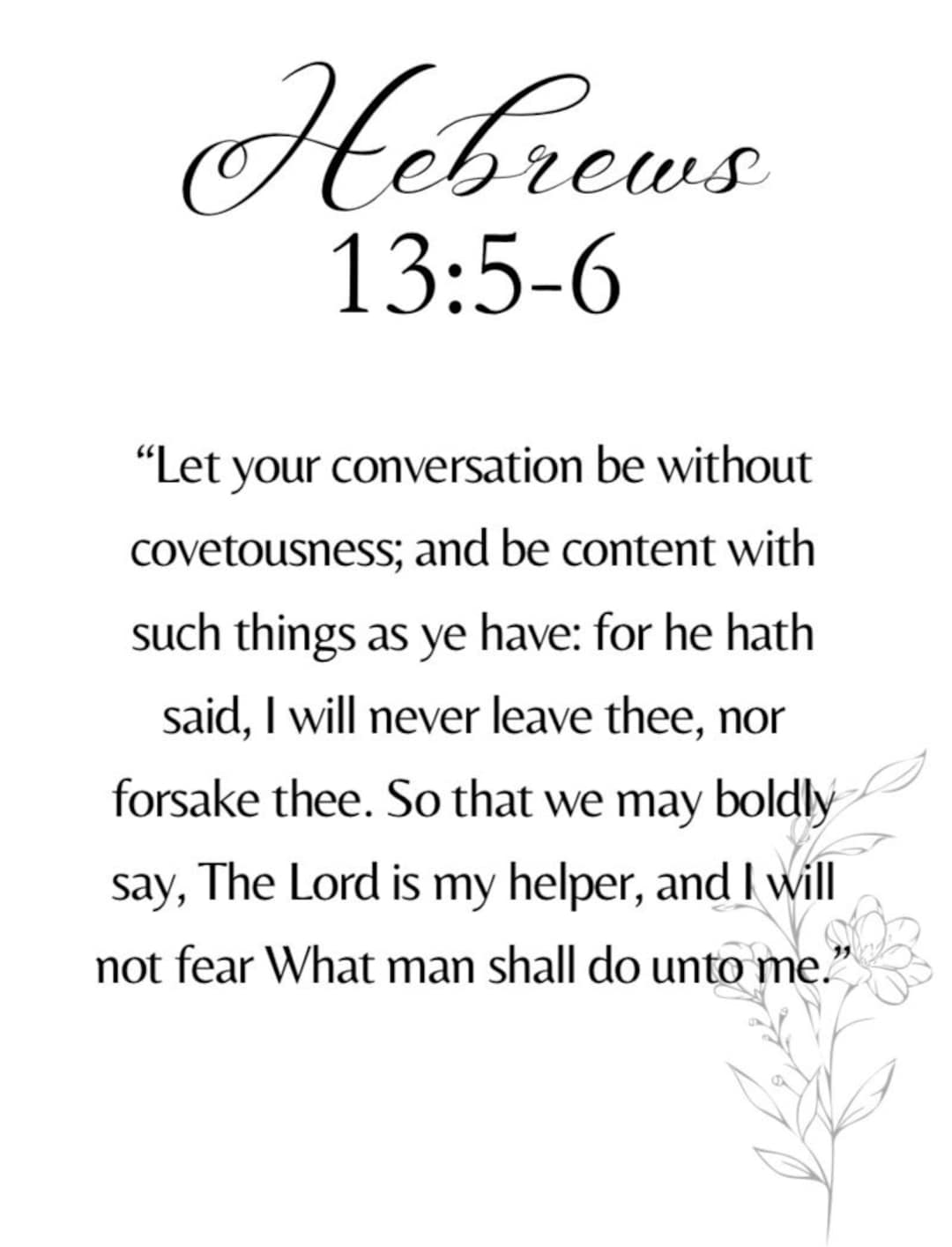 HEBREWS 13:5 KJV Printable (8.5 X 11 “• A4 Size) - Etsy