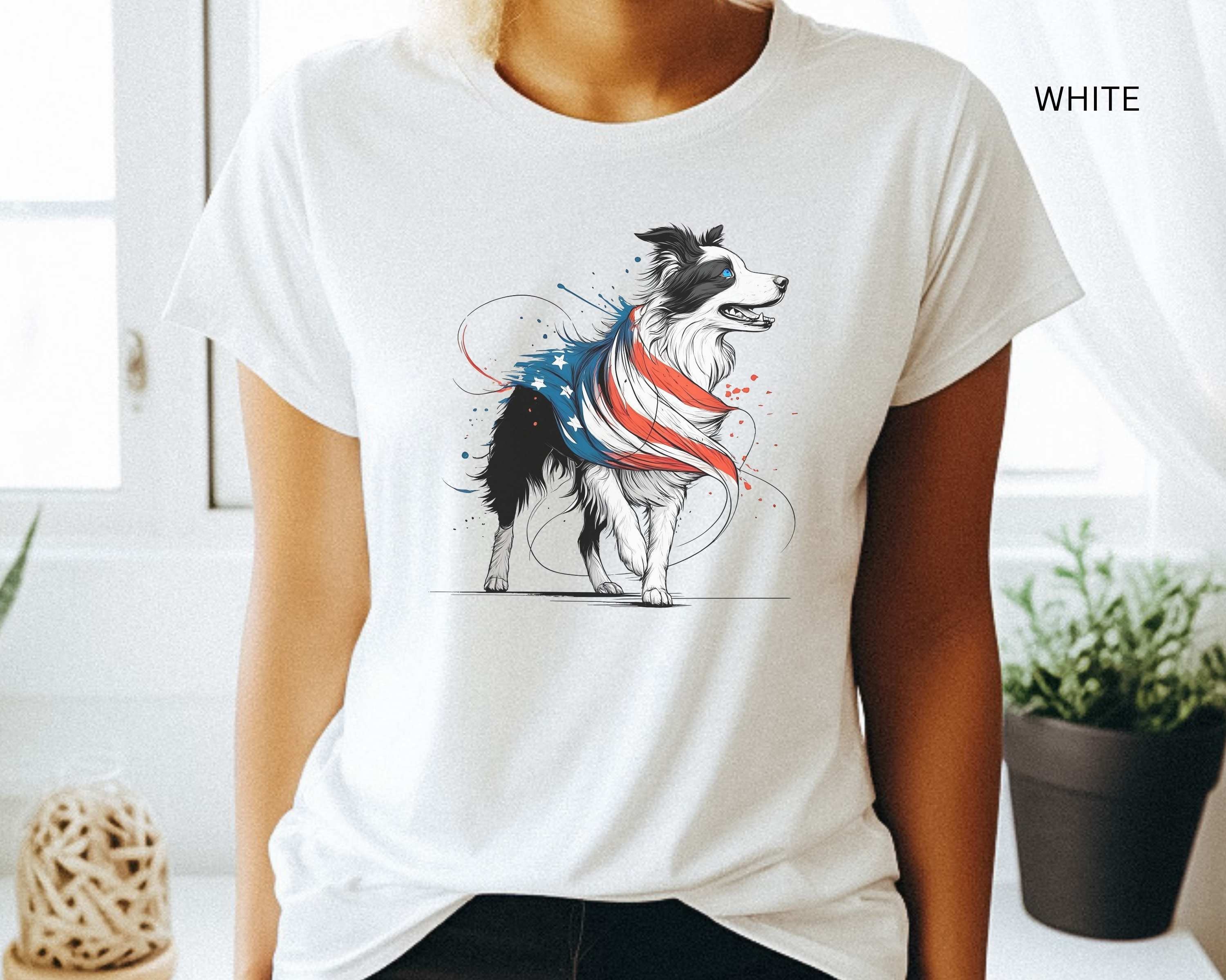 Patriotic Dog Shirt, American Flag Border Collie Tee, Dog Owner Shirt ...