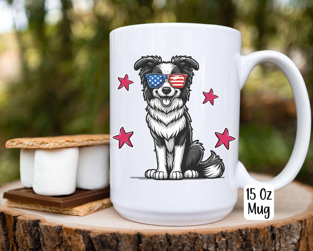 Border Collie Coffee Mug, Collie Owners Cup, Dog Lover Vibes, Patriotic ...