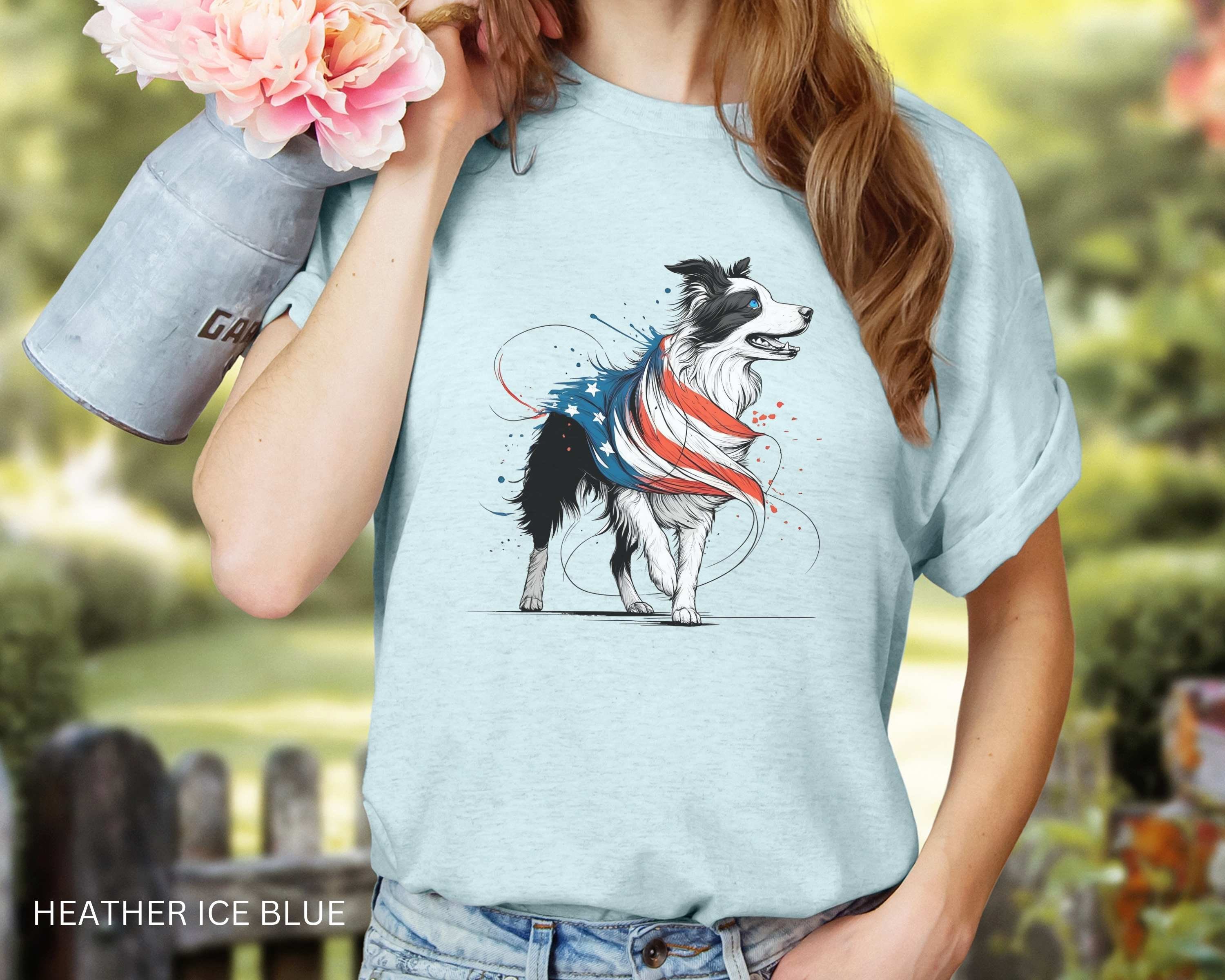 Patriotic Dog Shirt, American Flag Border Collie Tee, Dog Owner Shirt ...