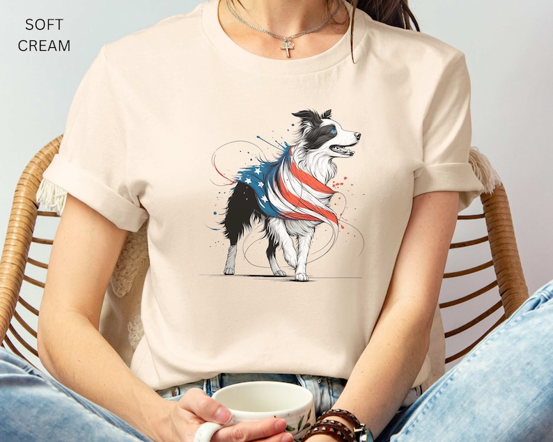 Patriotic Dog Shirt, American Flag Border Collie Tee, Dog Owner Shirt ...
