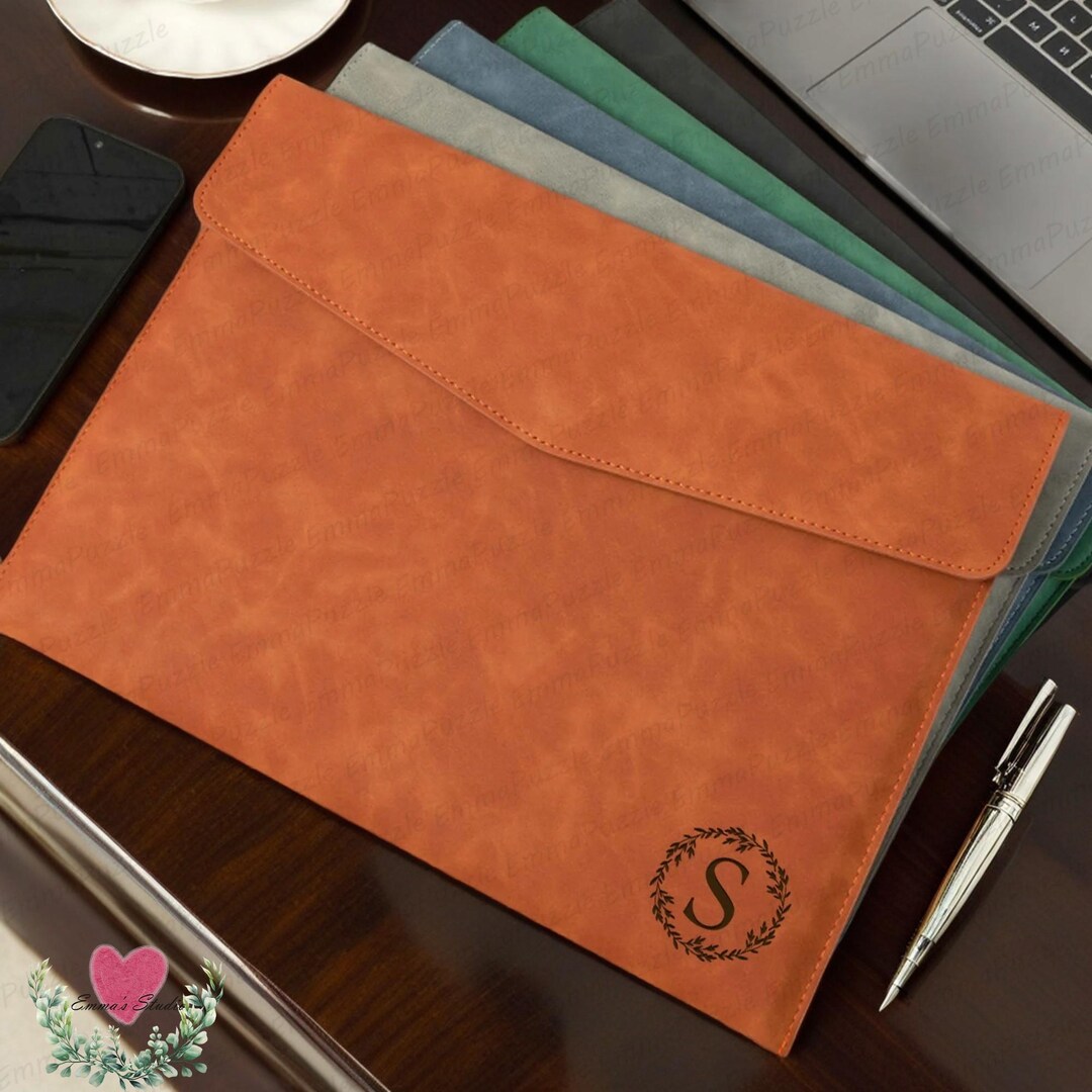 Custom Name Logo Leather Folder Gifts for Men, Personalized Engraved ...