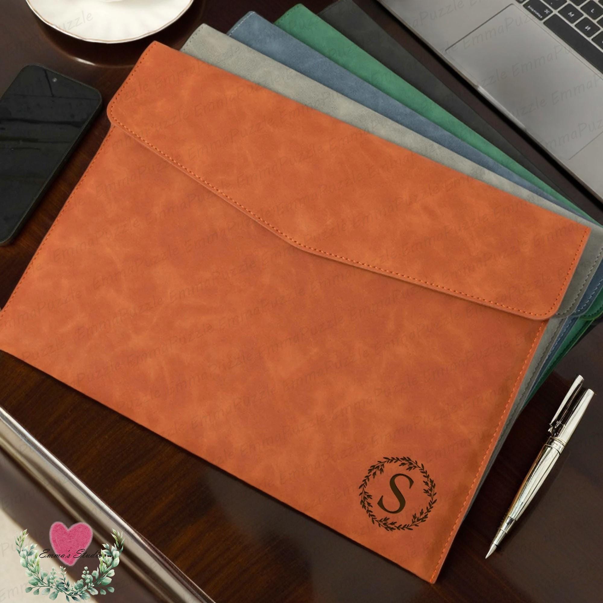 Custom Name Logo Leather Folder Gifts for Men, Personalized Engraved ...