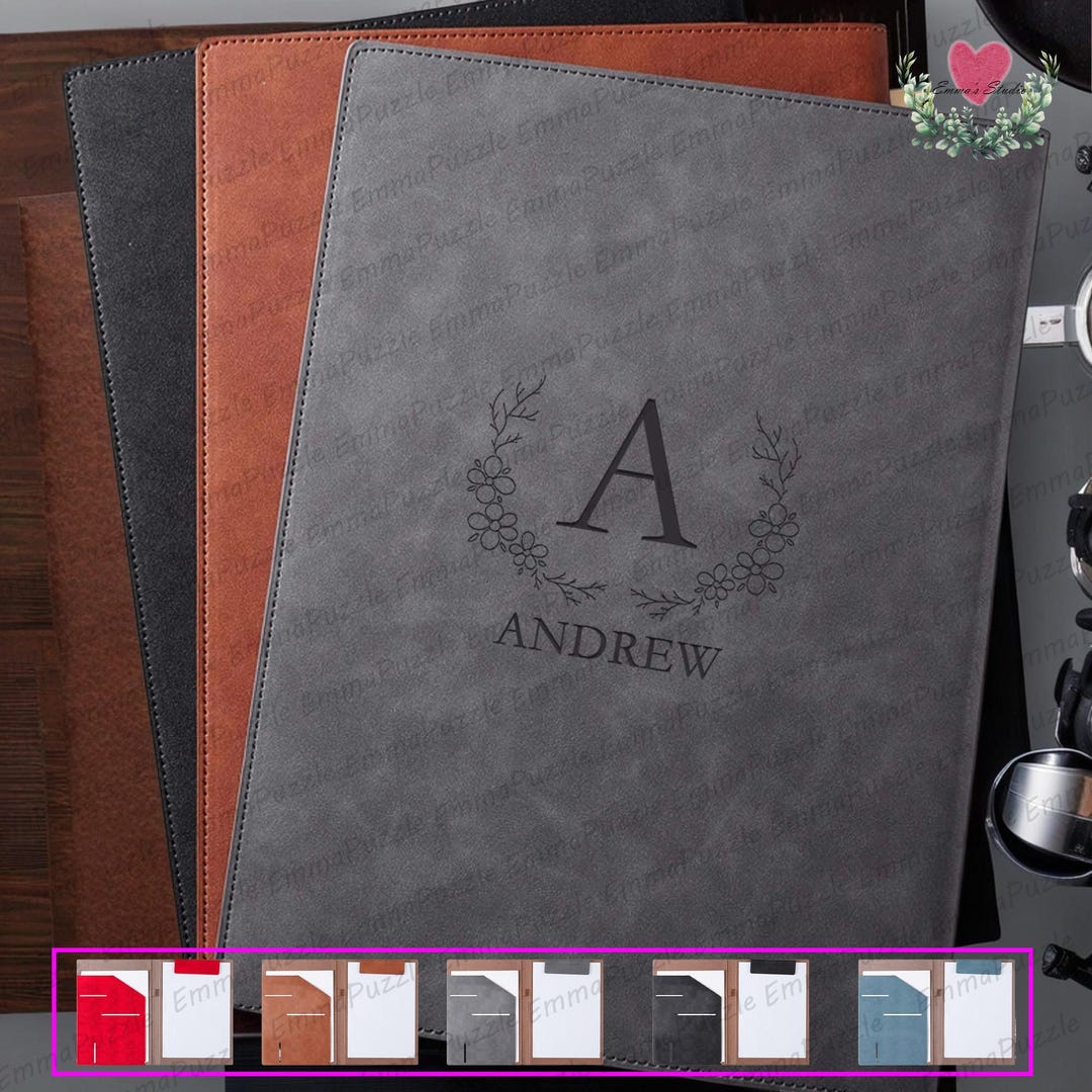 Personalized Leather Folder With Card Slots, A4 Leather Folder Letter ...
