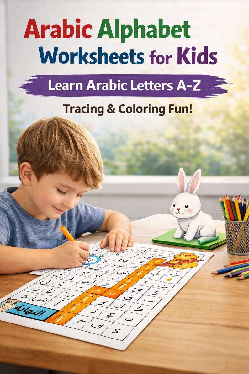 Arabic Alphabet Maze Worksheets for Kids | Learn Arabic Letters A-Z ...