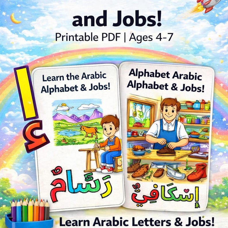 Arabic Alphabet Jobs Workbook PDF | Learn Professions in Arabic ...