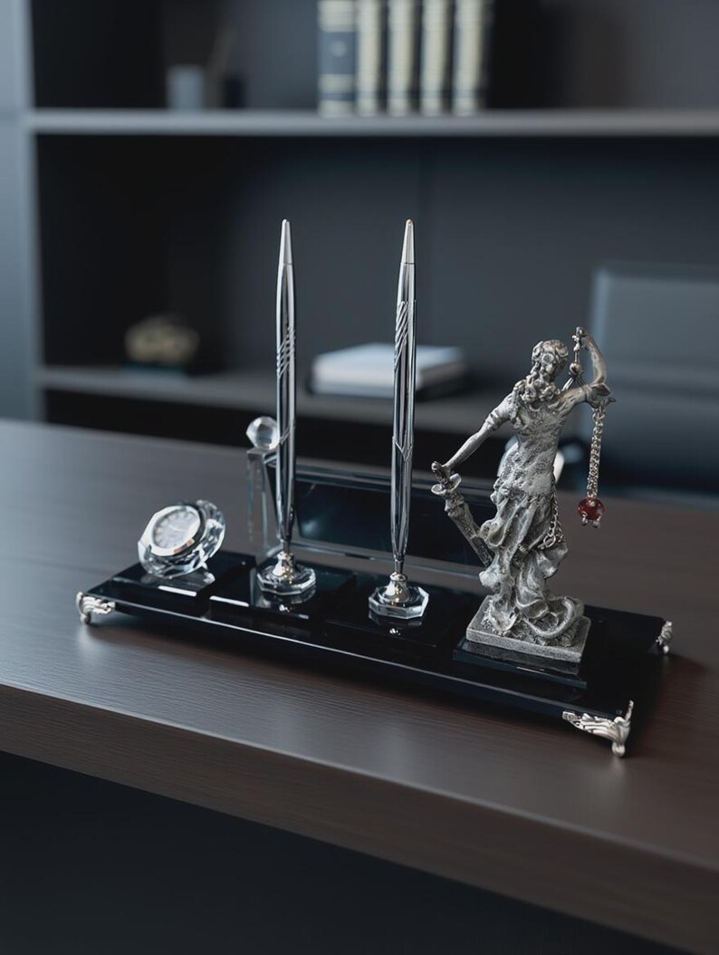 Personalized Crystal Desk Name Plate, Lady Justice Statue, Executive ...