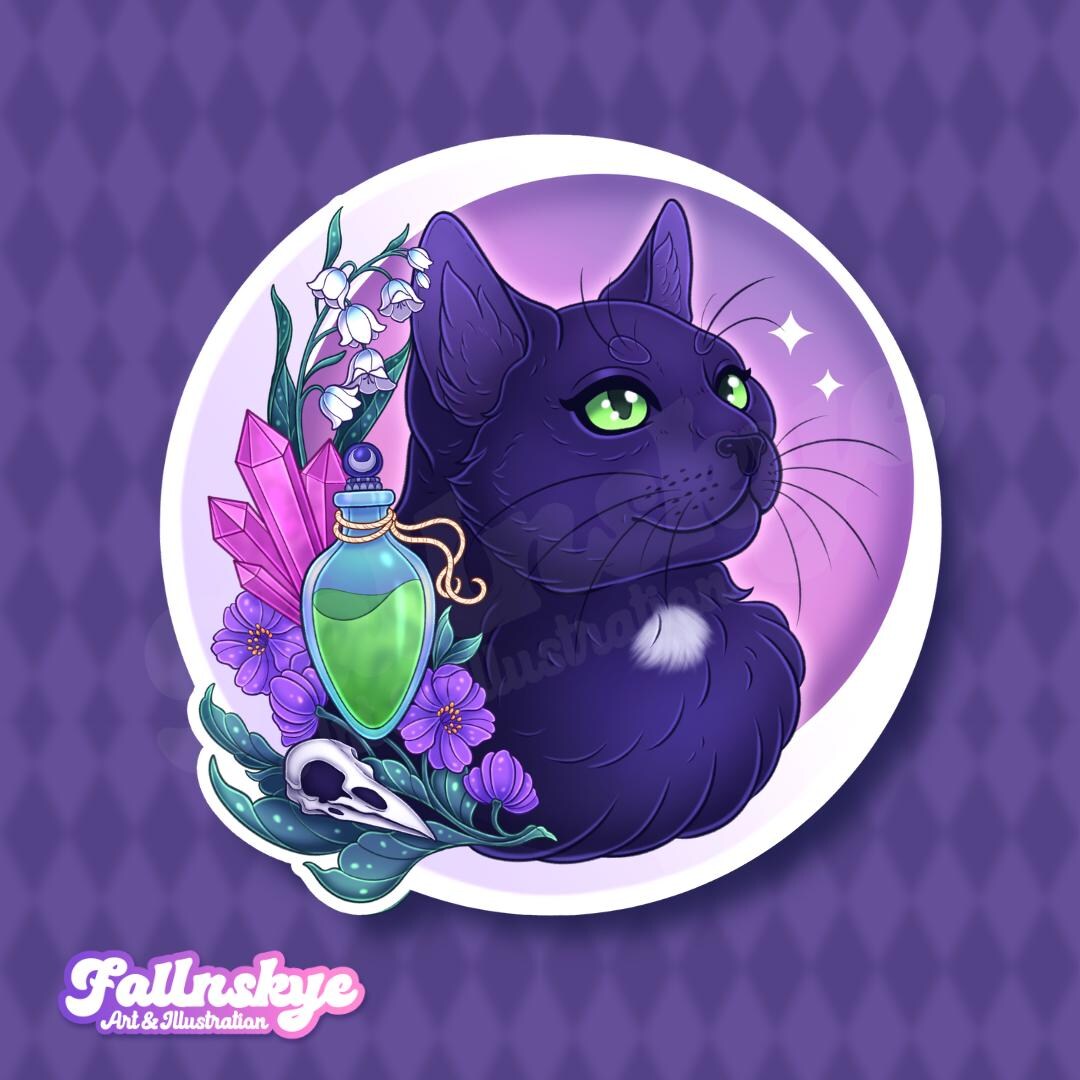Witch Cat Sticker - Etsy