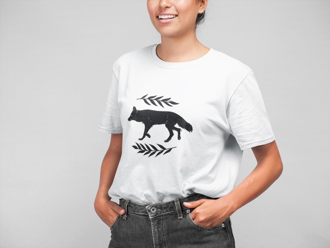 Coyote Black and White Linocut Print Shirt Linocut Screen Print Tee ...