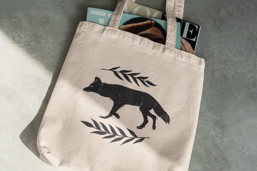Coyote Linocut Tote Bag Black and White Coyote Bag Linocut Screen Print ...