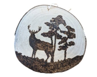 Stag Pyrography With Artificial Ivy Leaves - Etsy UK