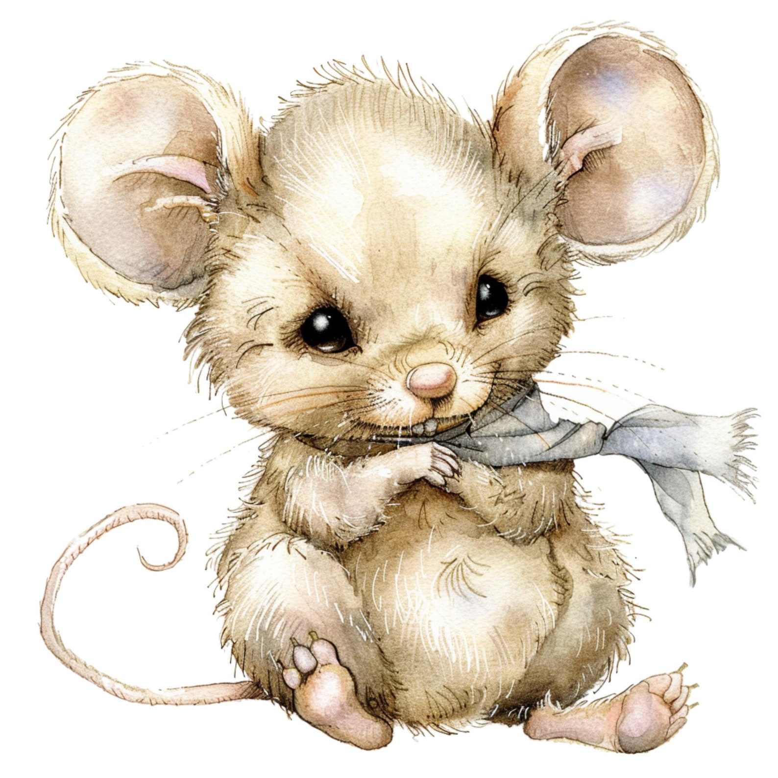 15 Watercolor Vintage Baby Mouse Clipart | Printable PNG | Digital ...