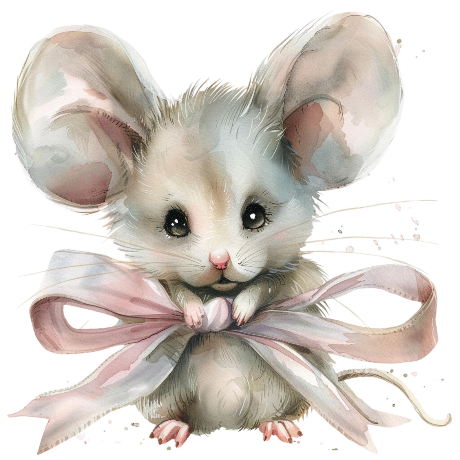 15 Watercolor Vintage Baby Mouse Clipart | Printable PNG | Digital ...