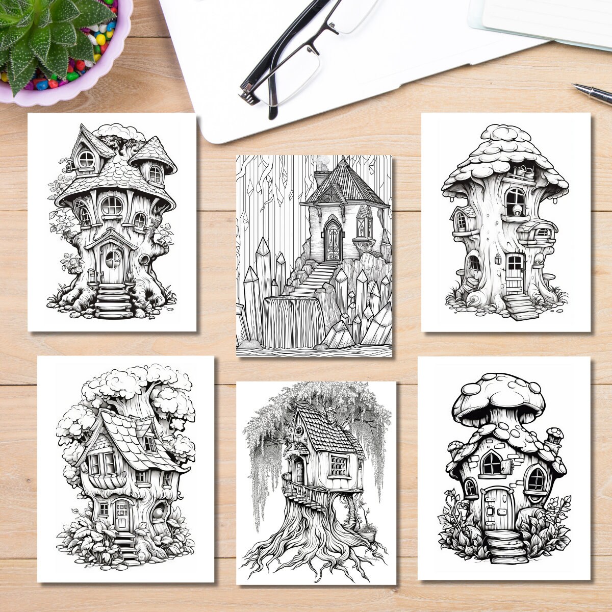 Fairy Houses Coloring Pages | Enchanted Fairy Houses Sheets | Printable ...