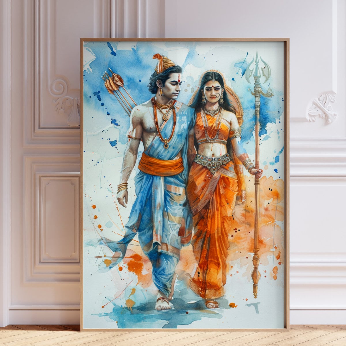 Lord Rama and Sita Wall Art Ramayana Art Indian Decor Indian Watercolor ...