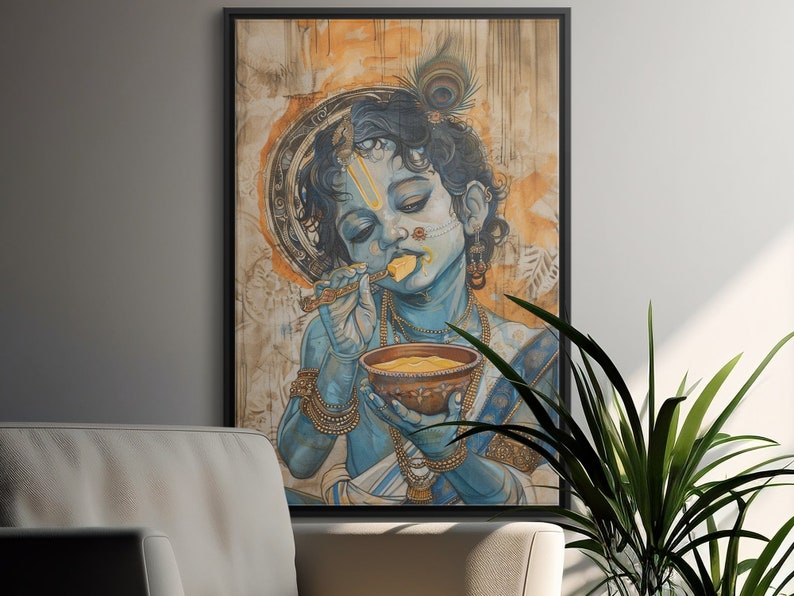 Krishna Wall Art | Hindu God Art | Digital Download | Indian Art ...