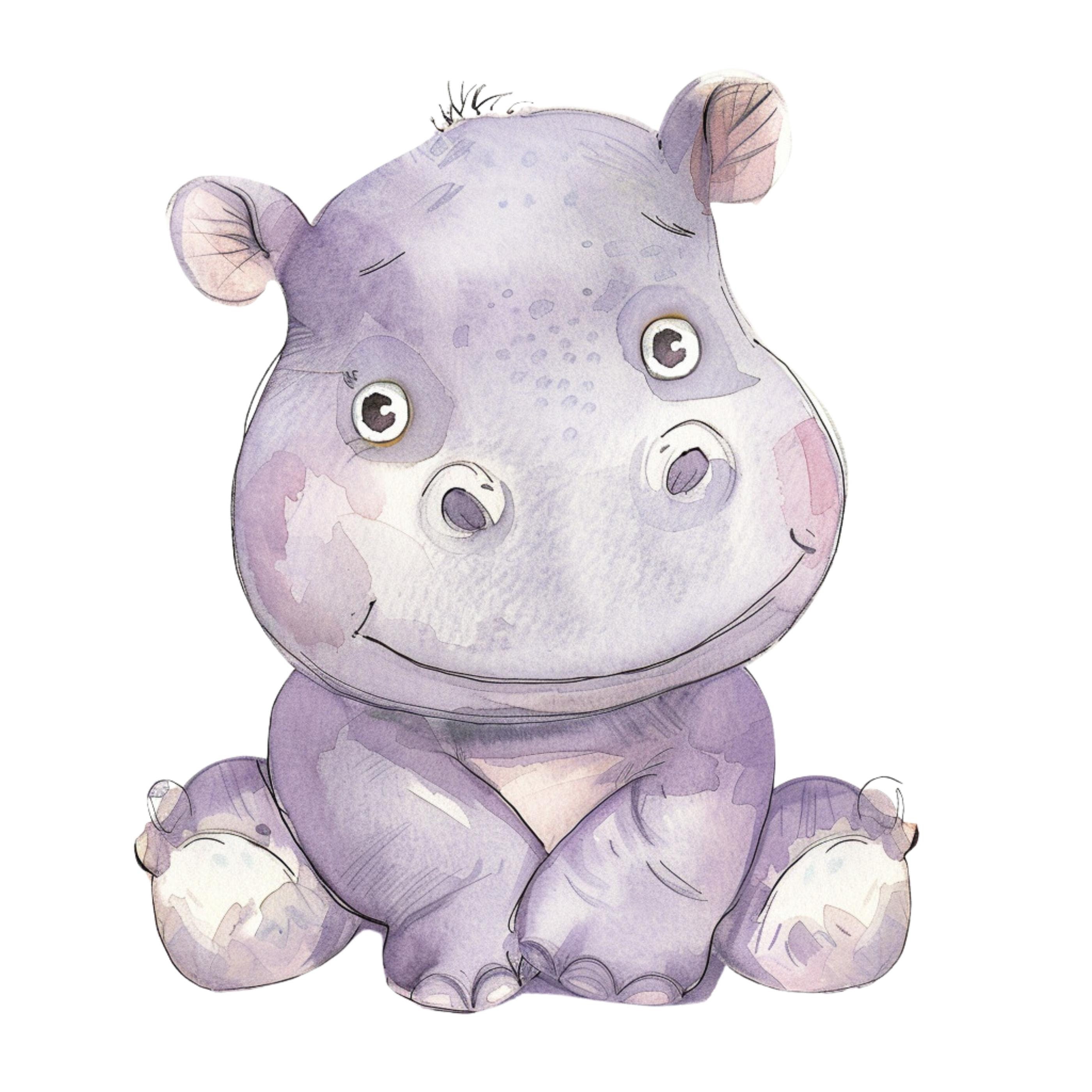 12 Adorable Baby Hippo Clipart | Nursery Wall Art | Digital Download ...