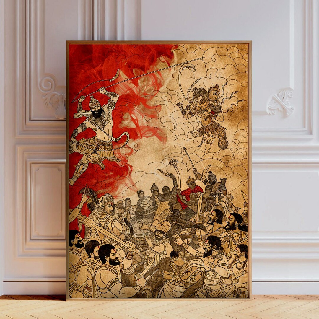 Rama Vs Ravanna Battle Scene | Ramayana Art | Indian Wall Decor ...