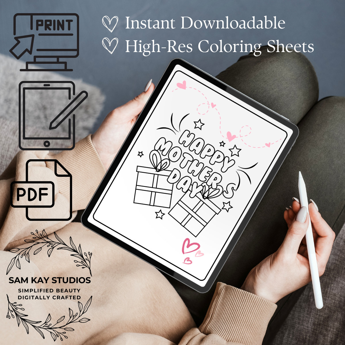 Mother's Day Coloring Pages Kids Coloring Book Gift for Mothers Mothers ...