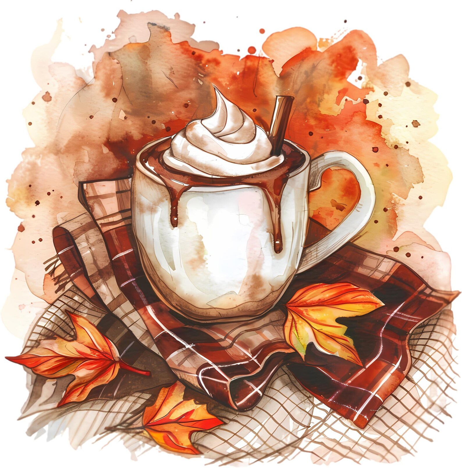 Cozy Autumn Watercolor Clipart Bundle Coffee, Sweater, Pumpkin Art ...