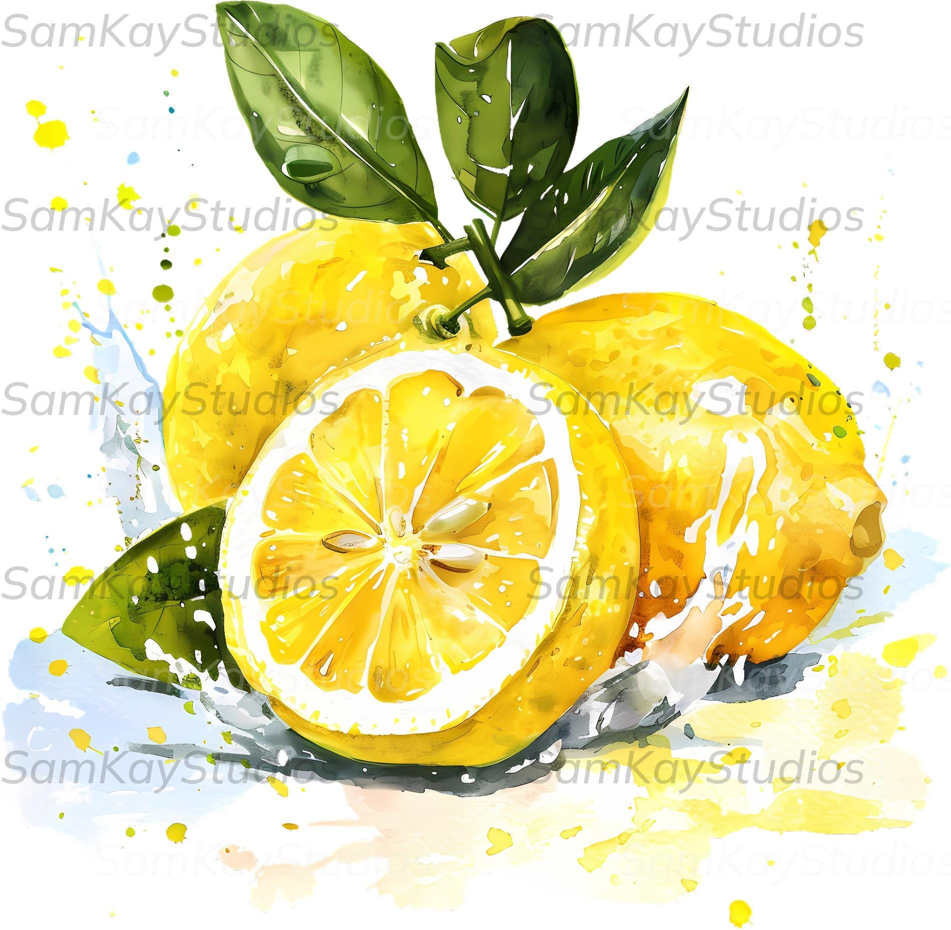 25 Watercolor Lemons Clipart | Lemon Graphics | Transparent Background ...