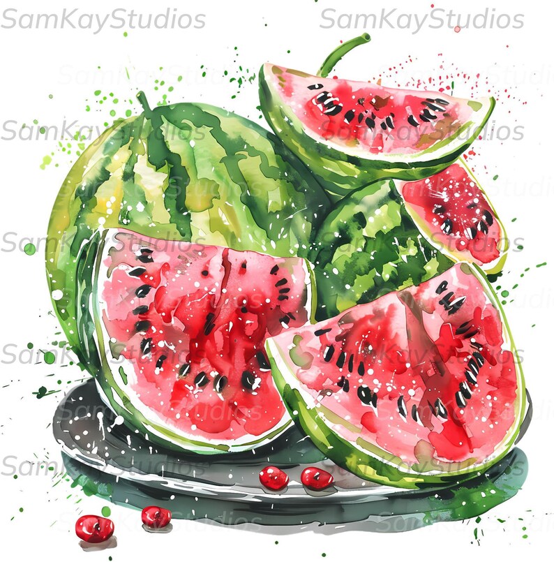 25 Watercolor Watermelon Clipart | Watermelon Graphics | Transparent ...