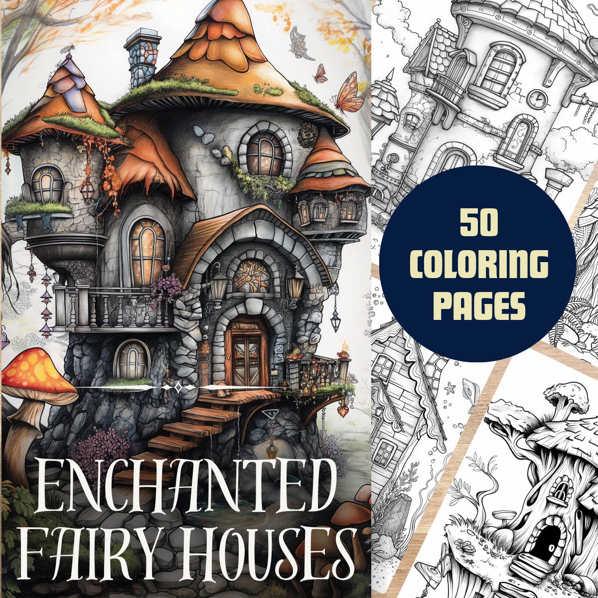 Fairy Houses Coloring Pages Enchanted Fairy Houses Sheets Printable ...