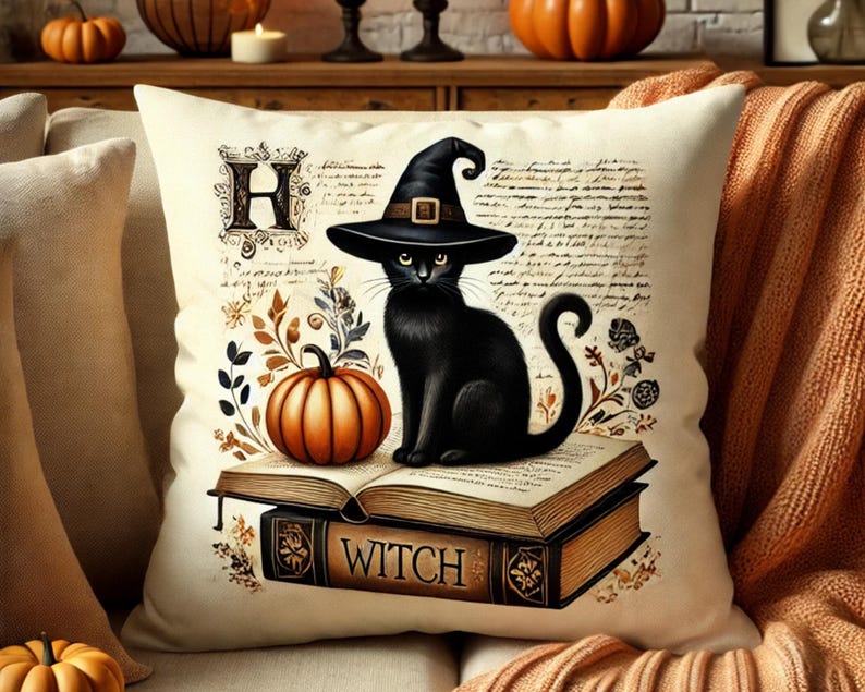 Black Cats & Witch Hats Clipart | Halloween Printable Wall Art | Cute ...