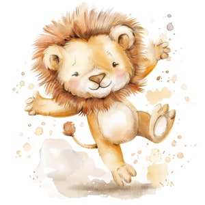 Watercolor Baby Lion Clipart Cute Nursery Wall Art, Printable Baby ...