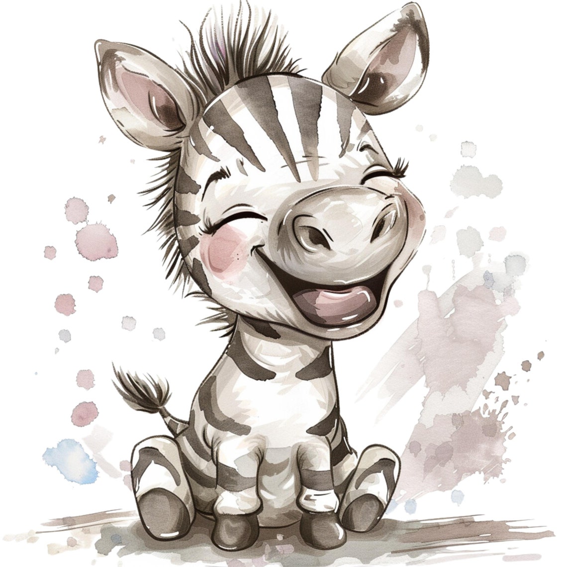 12 Watercolor Baby Zebra Clipart | Vintage Safari | Nursery Wall Art ...