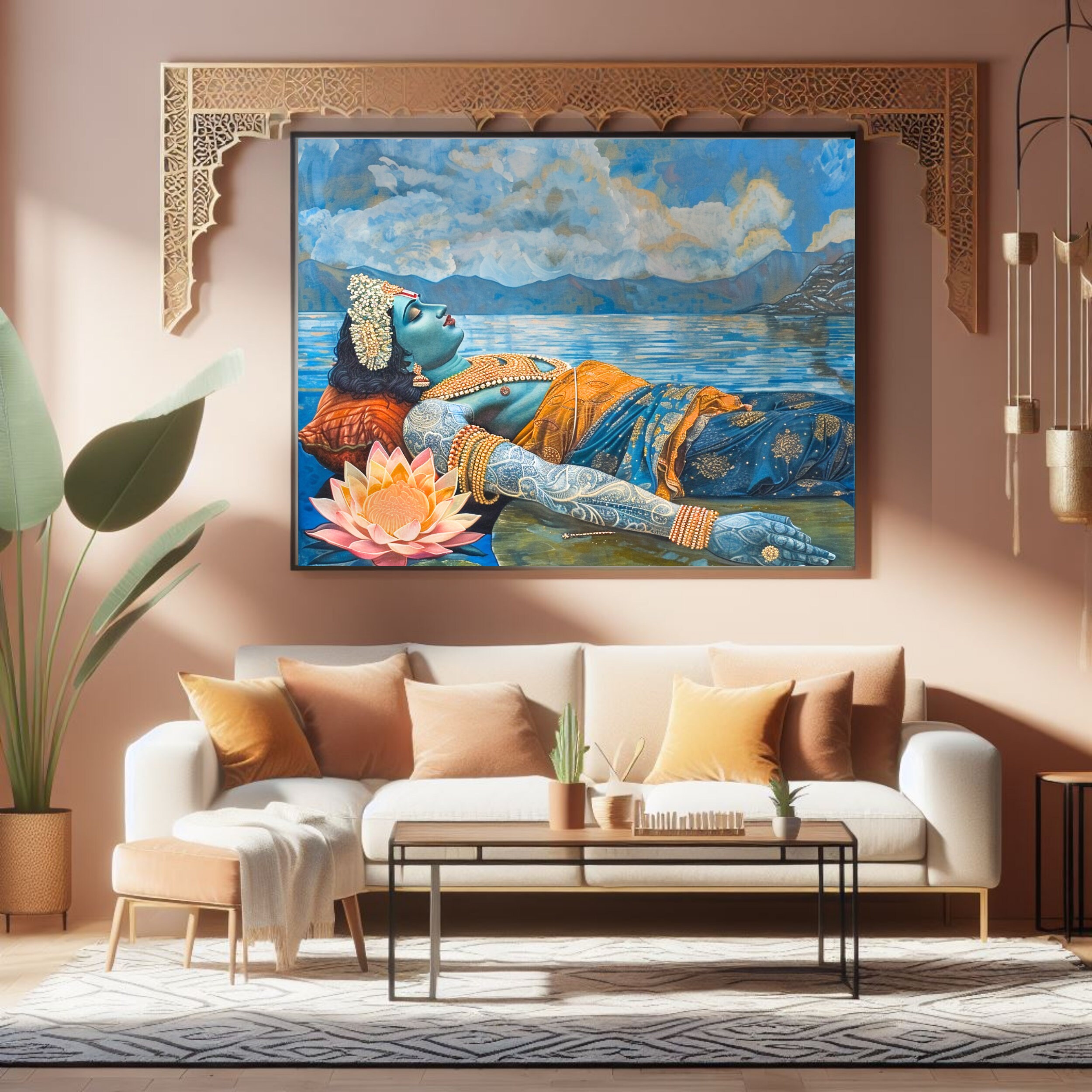Lord Vishnu Indian Contemporary Framed Art | Hindu God Wall Decor ...