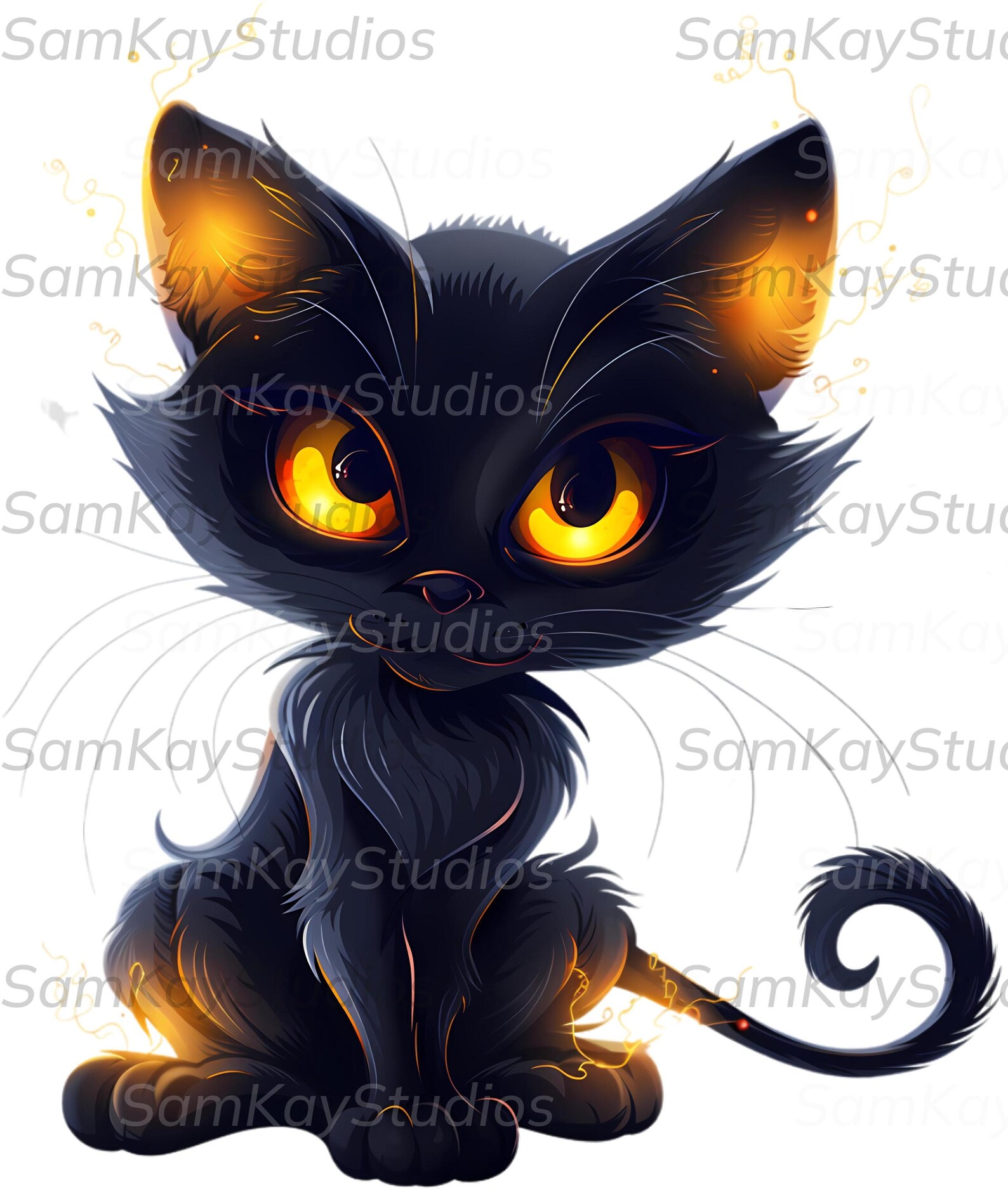 Spooky Black Cats Clipar | Cartoon Cat Wall Art | Printable Download ...