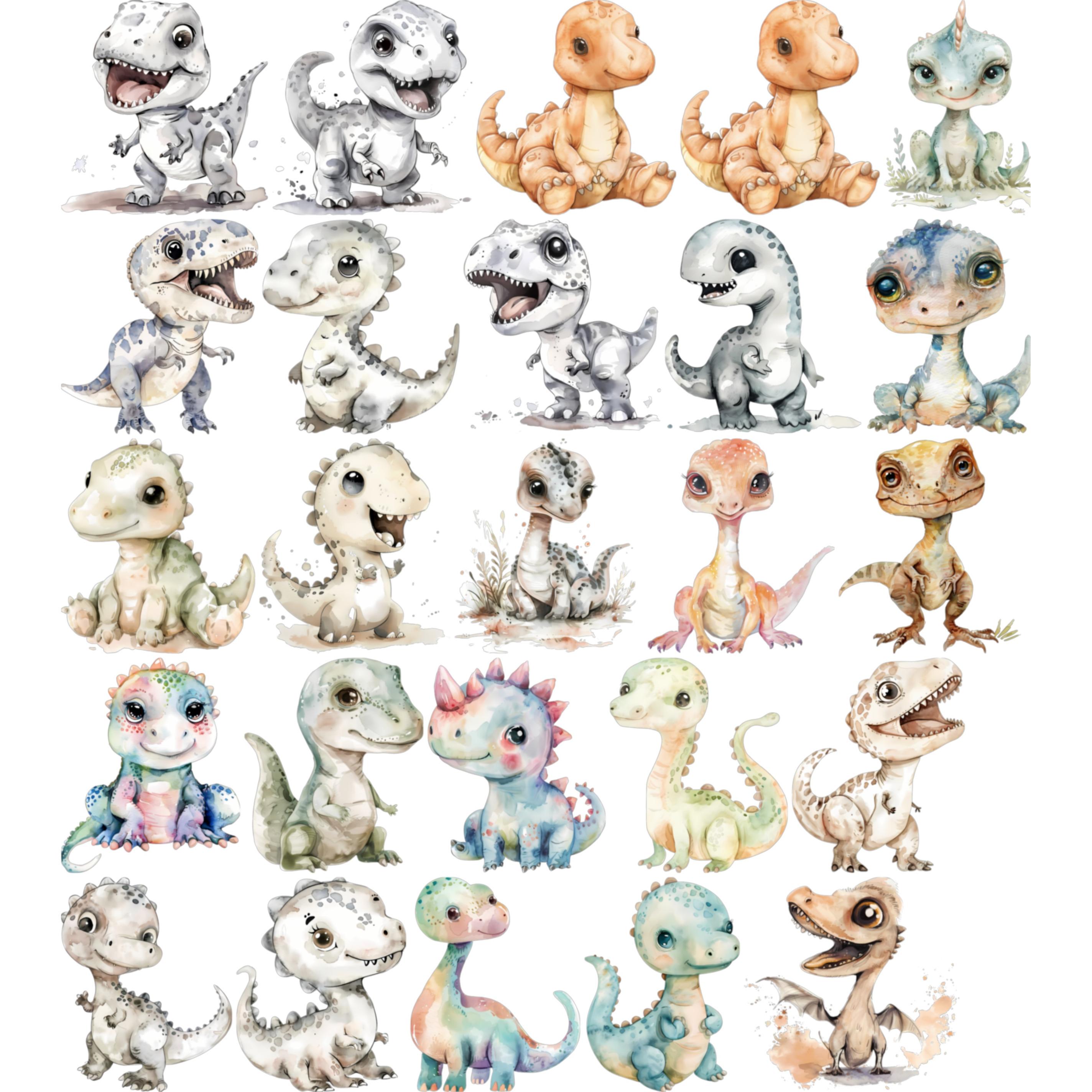 Cute Baby Dinosaur Clipart Bundle | Watercolor Printable Art | Kids ...