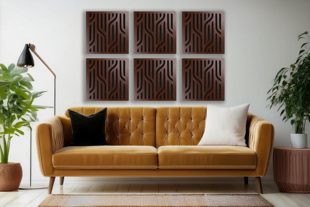 Acoustic Diffuser Wood Panel - Singel - 23”x23”x3.5" – Sound Absorbing ...