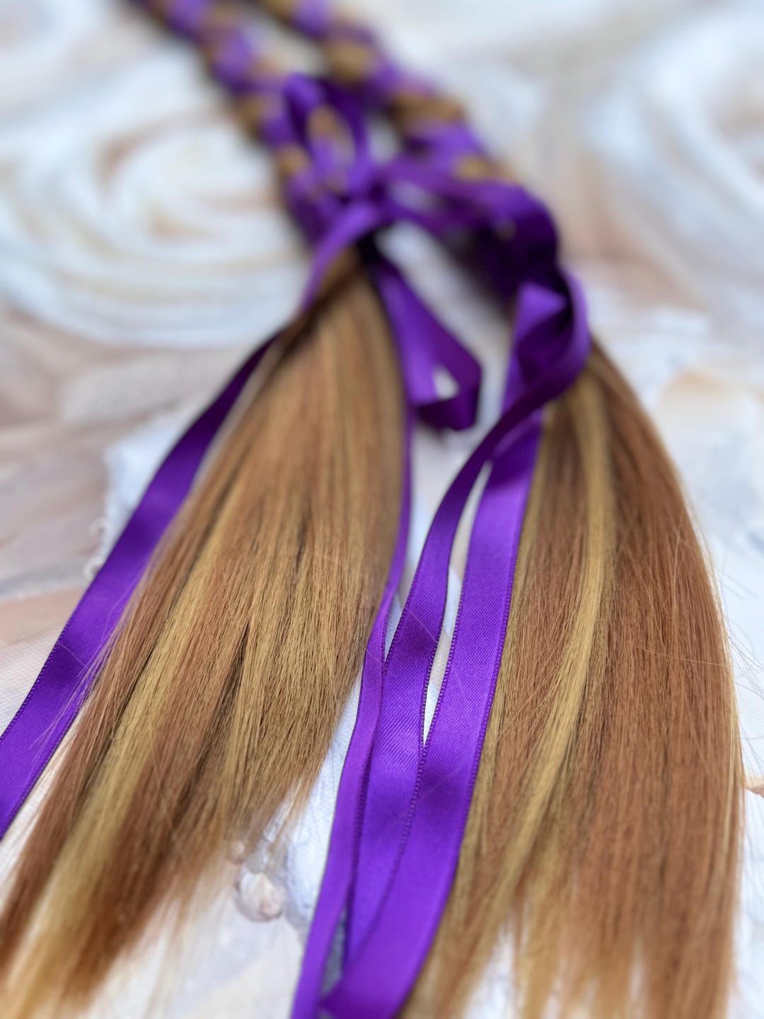 Braids With Ribbons, Bio-keratin Hair, Removable Braids on Rings, Red ...