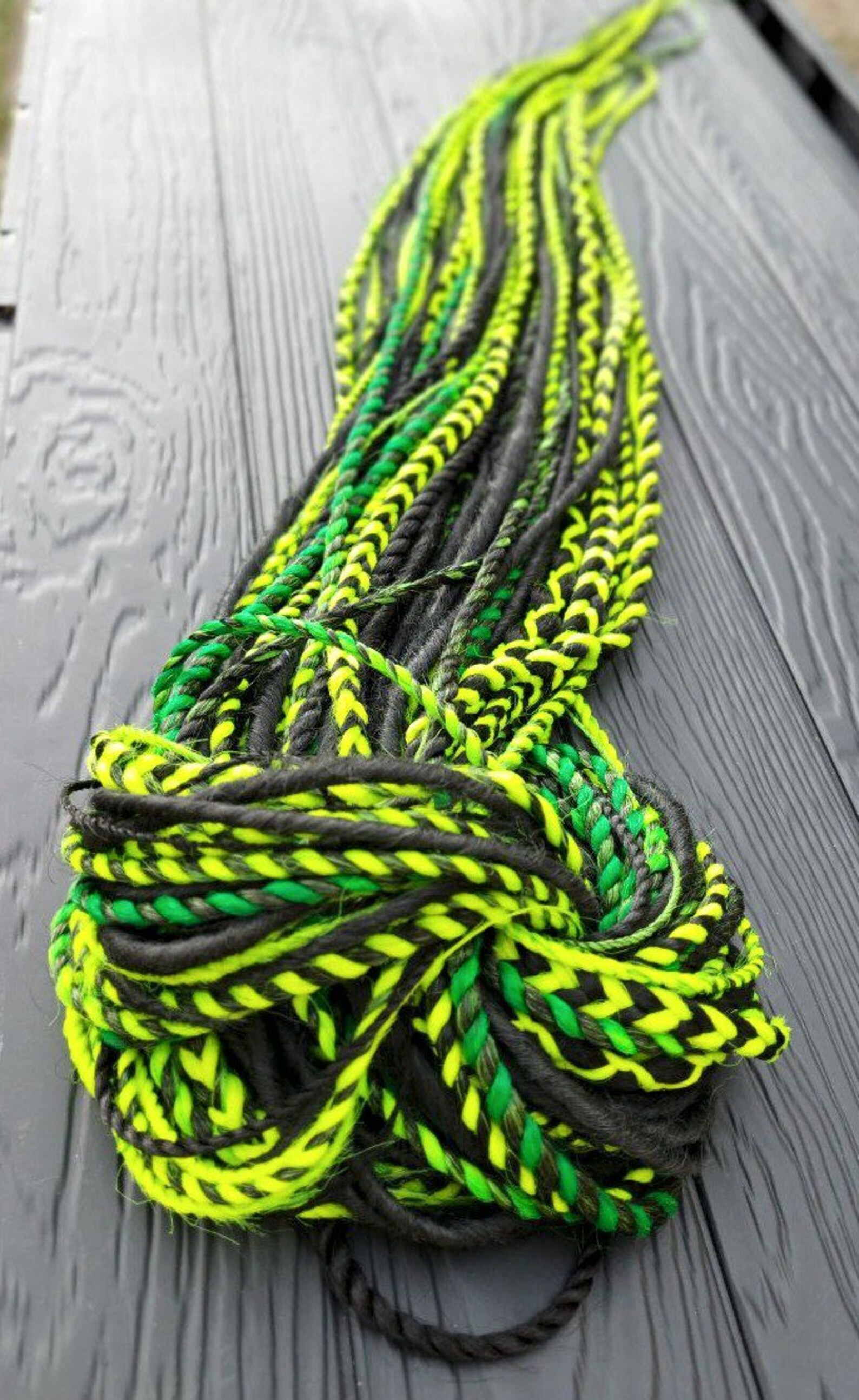 Mixed Set of Double-ended Black-green and Bright Green Dreadlock ...